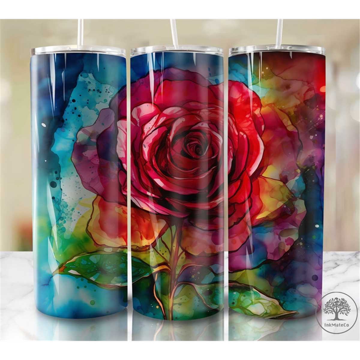 Red Roses Sublimation 20 Oz Skinny Tumbler Floral Seamless W - Inspire ...