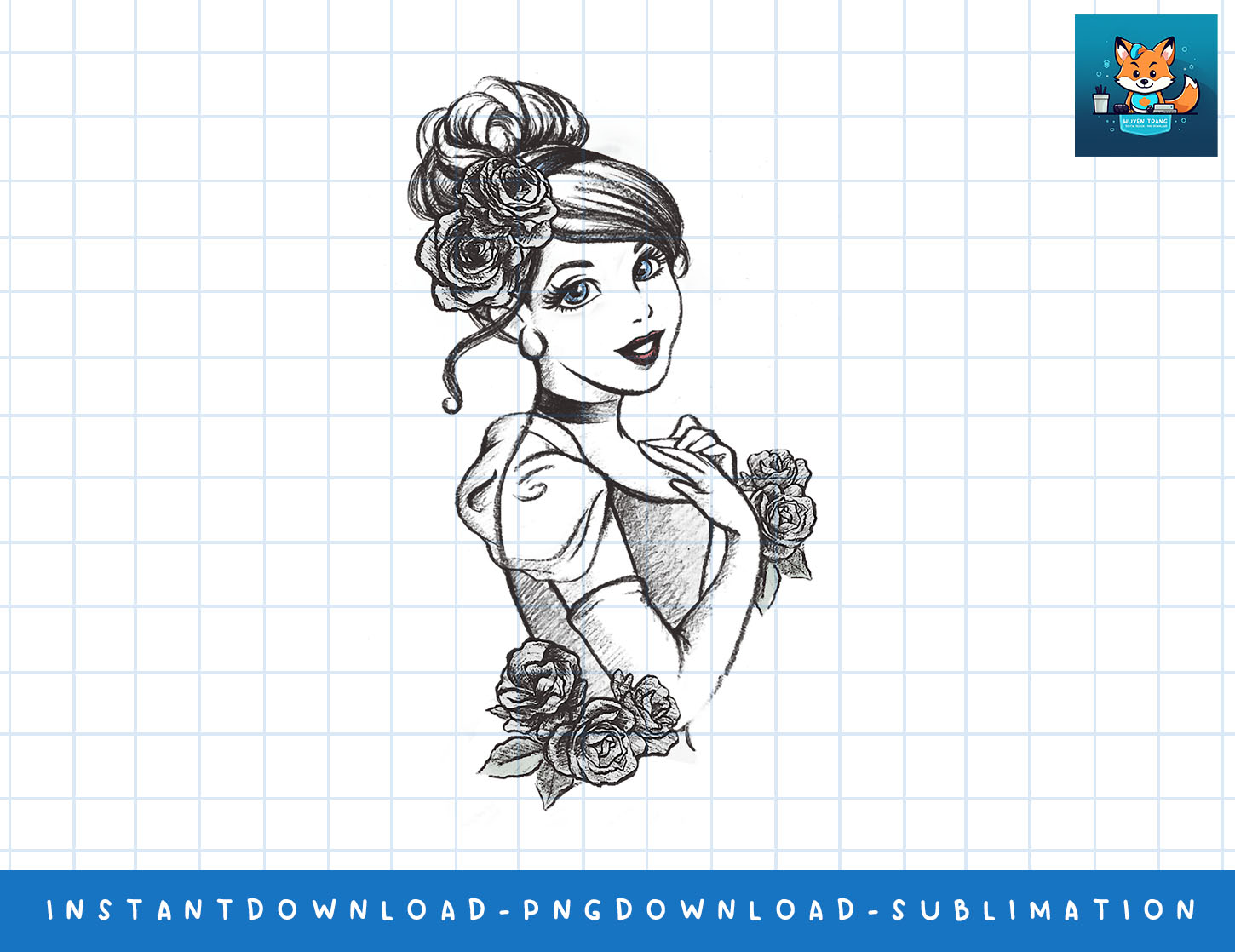 Disney Cinderella Royal Roses Princess Portrait png, sublima - Inspire ...