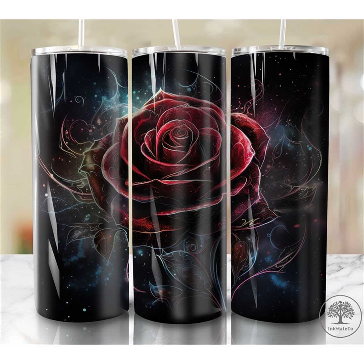 Red Rose Alcohol Ink 20oz Sublimation Tumbler Designs | Inspire Uplift