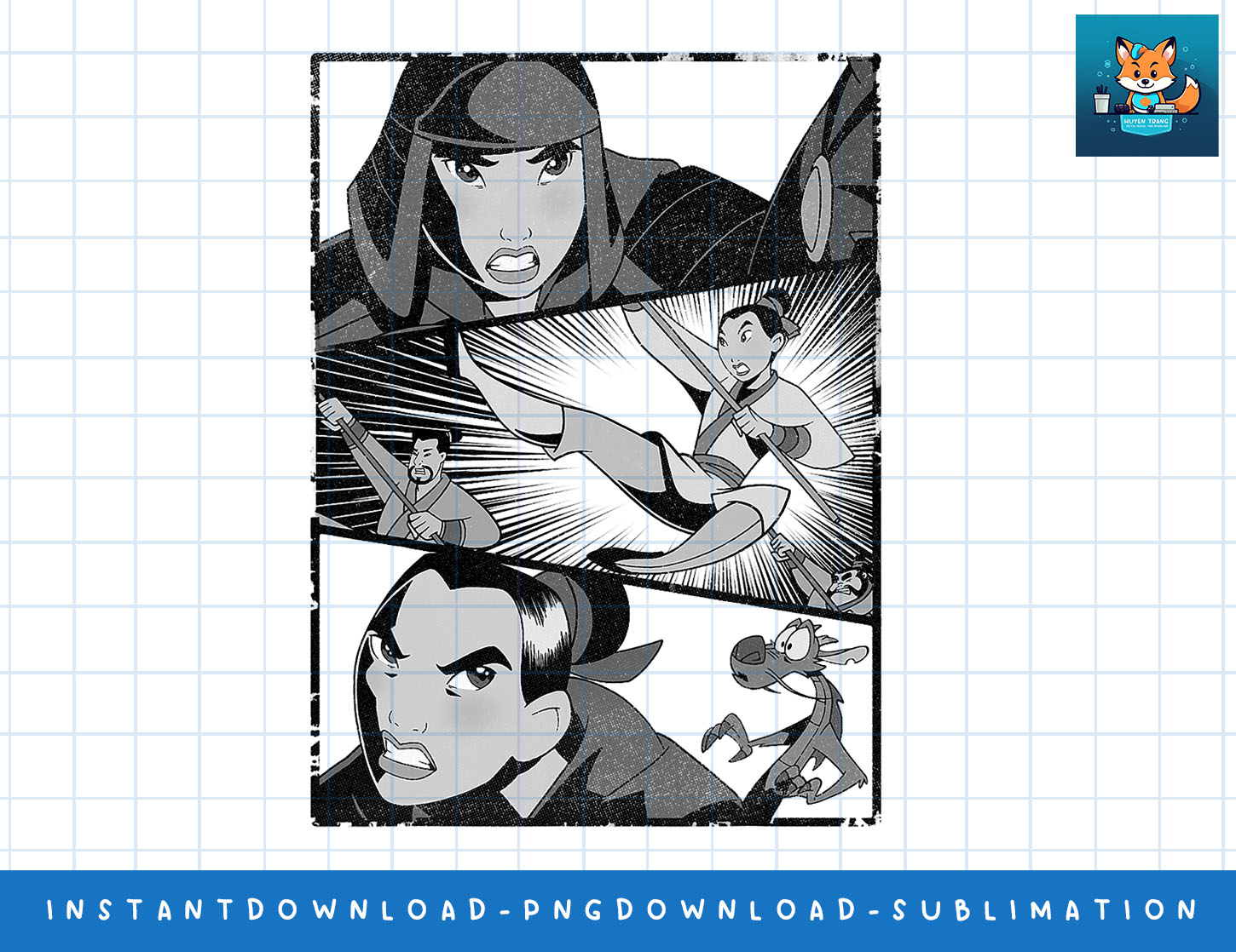 Disney Mulan Angry Warrior Princess Panel png, sublimate, di | Inspire ...