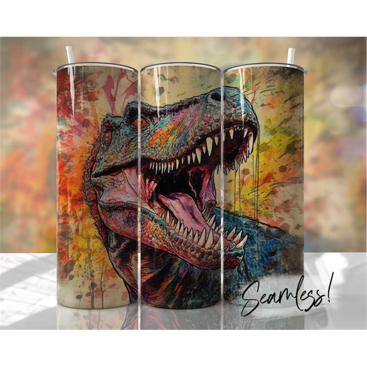 T Rex Tumbler Wrap Seamless Grungy Rustic Dinosaur | Inspire Uplift