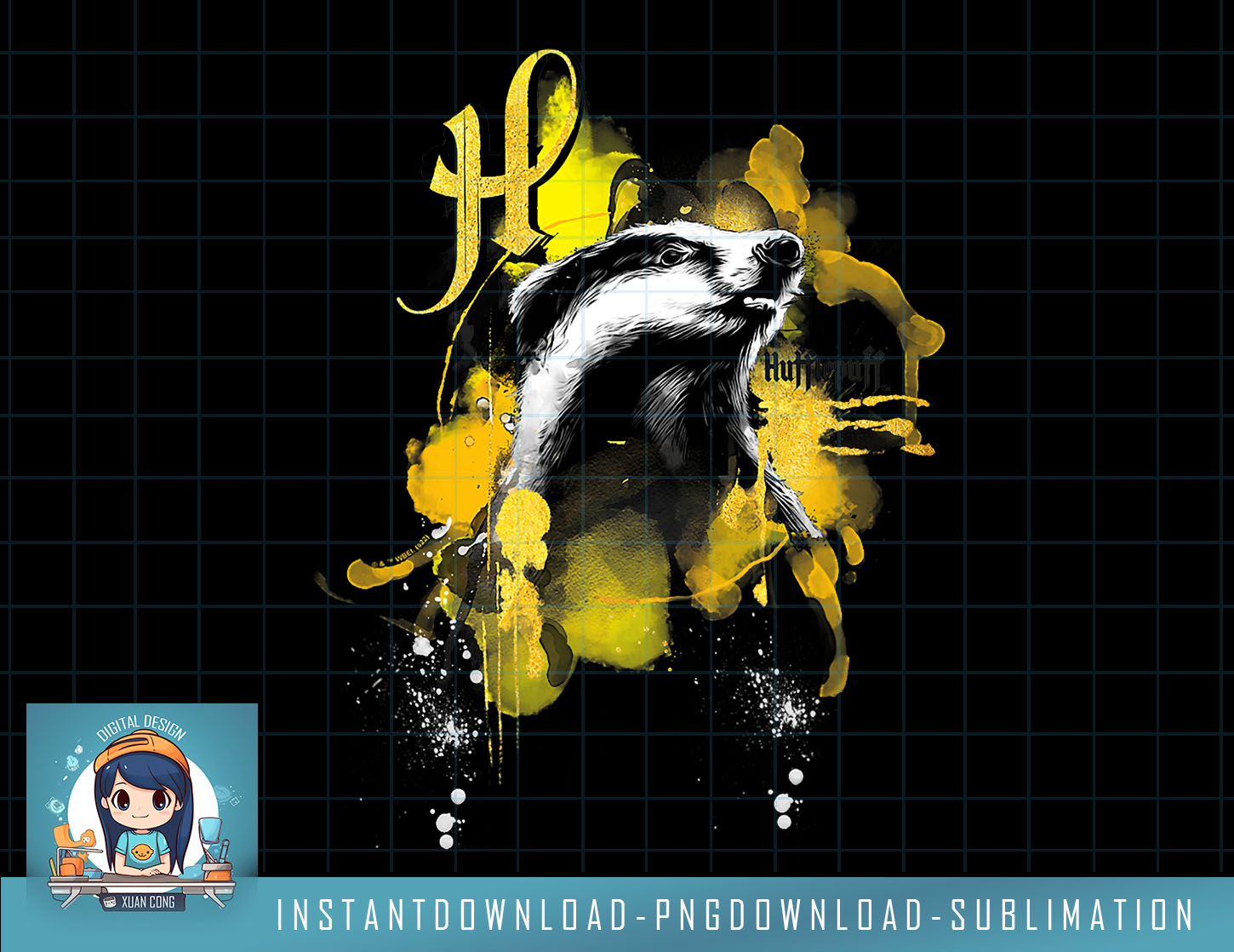 Harry Potter Deathly Hallows 2 Hufflepuff Paint Splatter png | Inspire ...