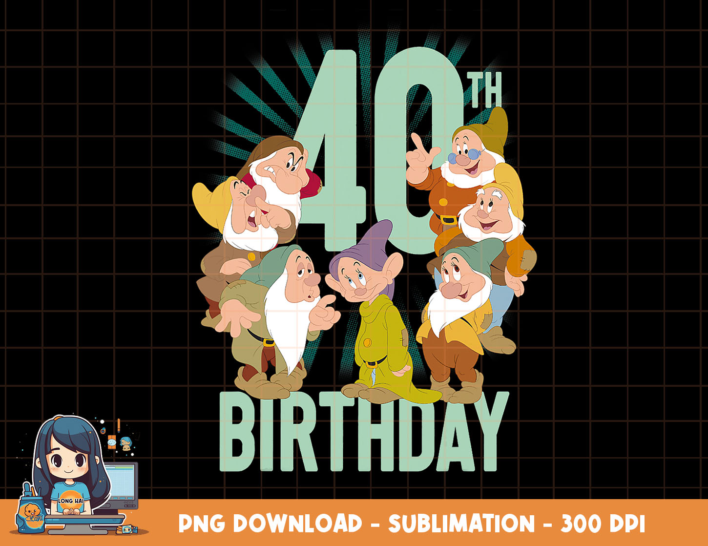 Disney Snow White Dwarfs Group Shot 40th Birthday png, subli - Inspire ...