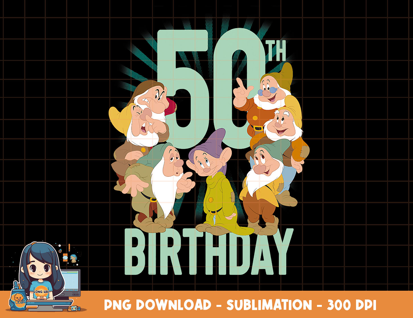 Disney Snow White Dwarfs Group Shot 50th Birthday png, subli - Inspire ...