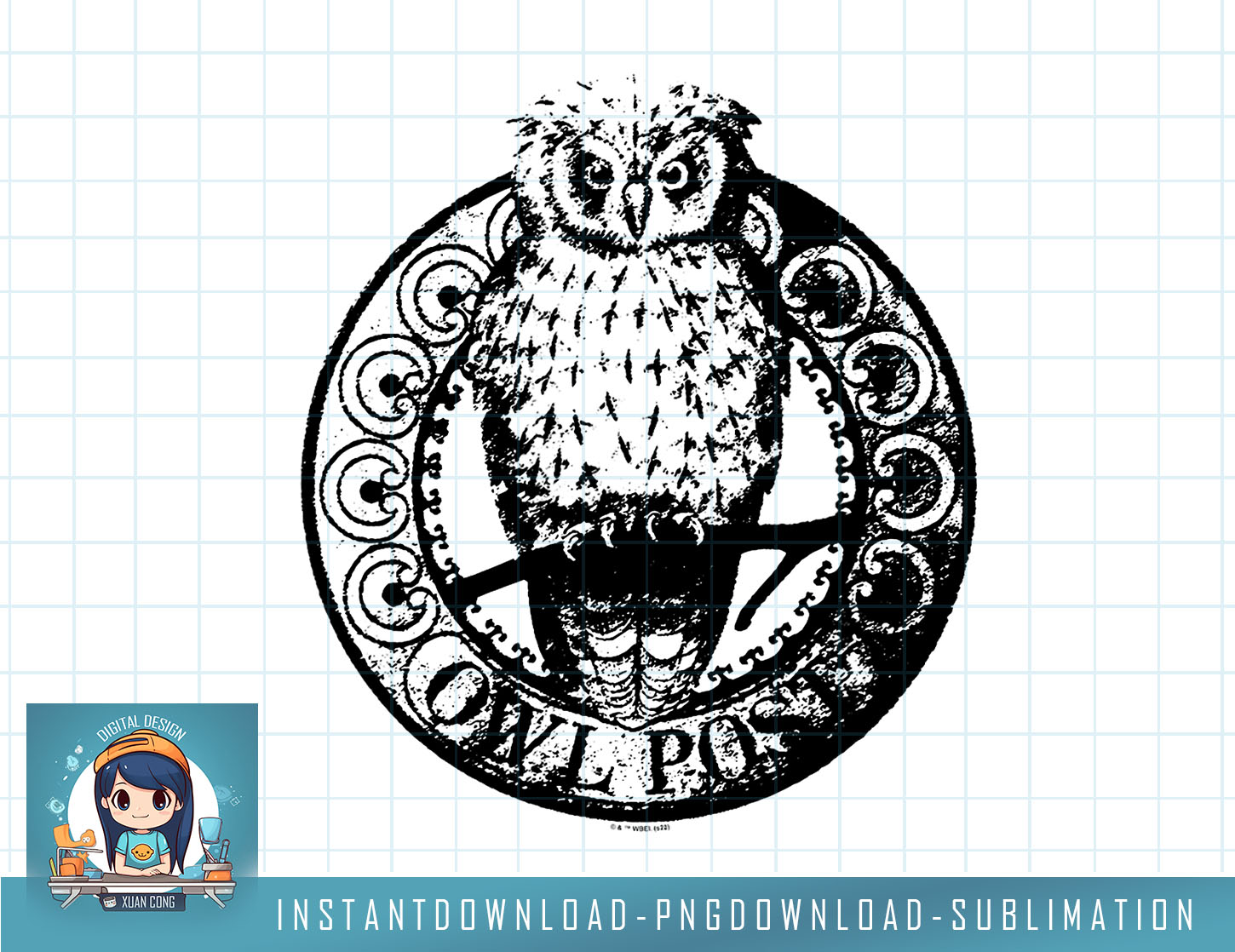 Harry Potter Deathly Hallows 2 Owl Post Crest png, sublimate | Inspire ...