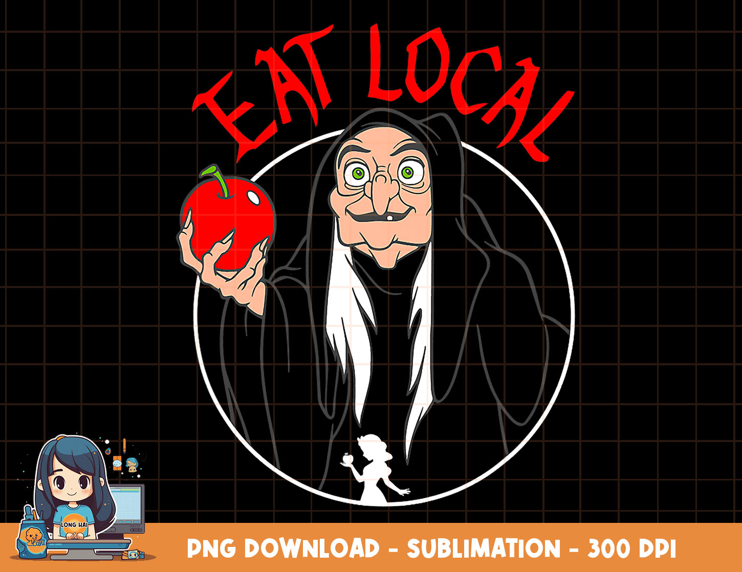 Disney Snow White Evil Queen Apple Eat Local png, sublimatio | Inspire ...