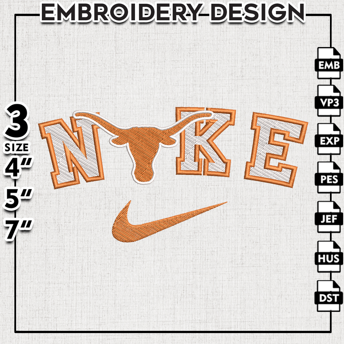 Nike Texas Longhorns Embroidery Designs, NCAA Embroidery Fil | Inspire ...