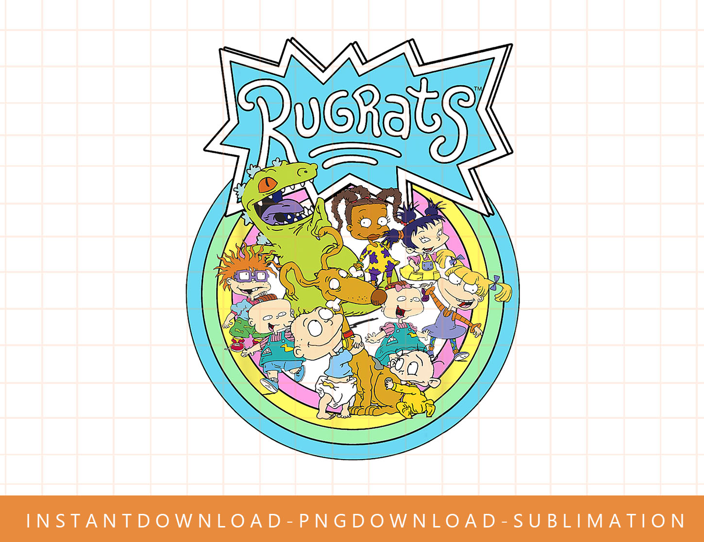 Rugrats Group Rainbow Circles Classic Title Graphic T-Shirt | Inspire ...