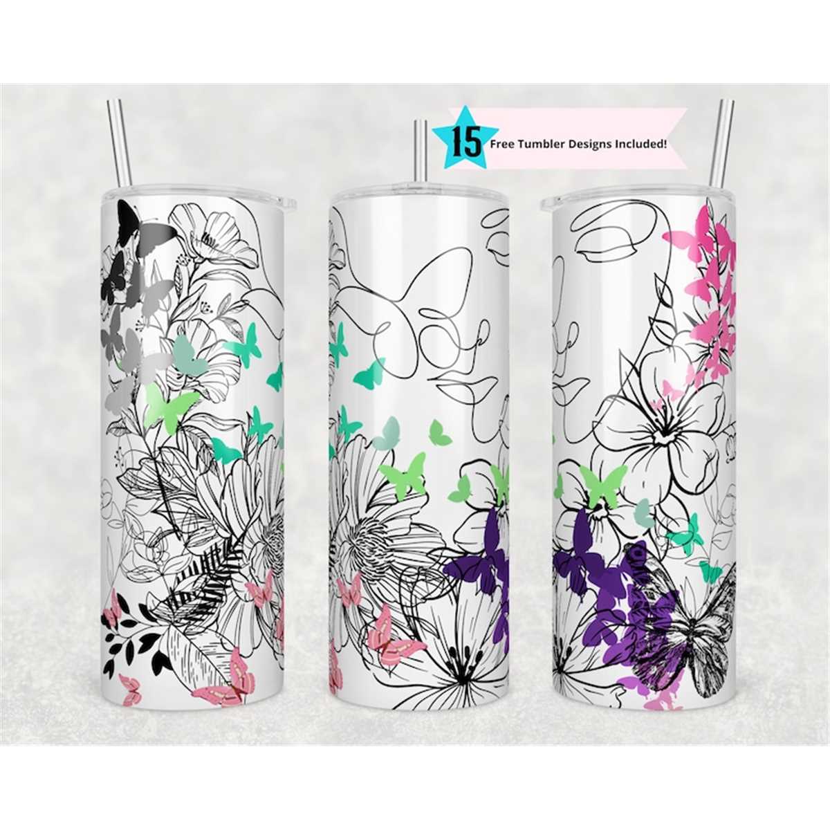 20 oz Skinny Straight Sublimation Design Butterfly PNG | Inspire Uplift