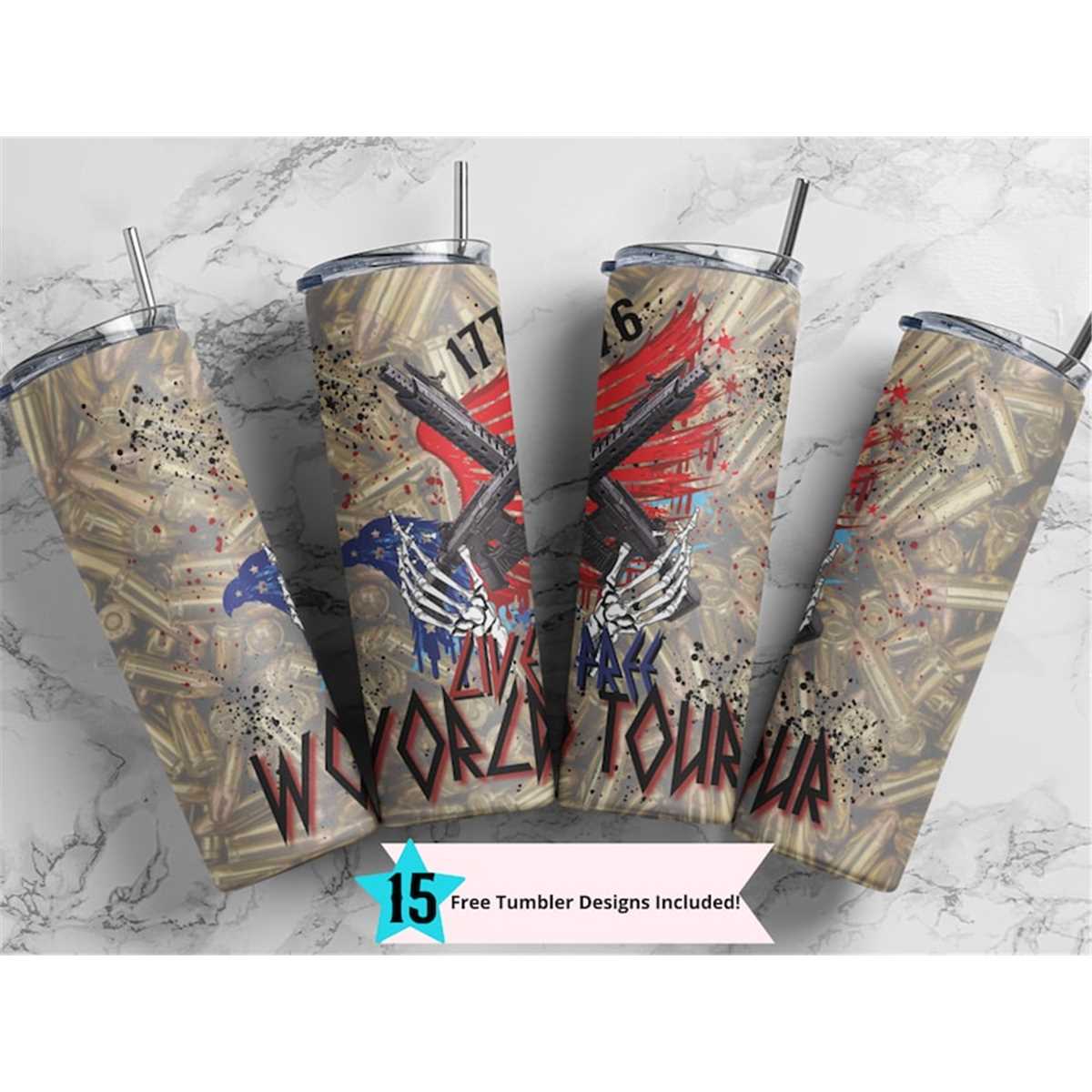 Live Free World Tour 20 oz Skinny Tumbler Wrap | Inspire Uplift