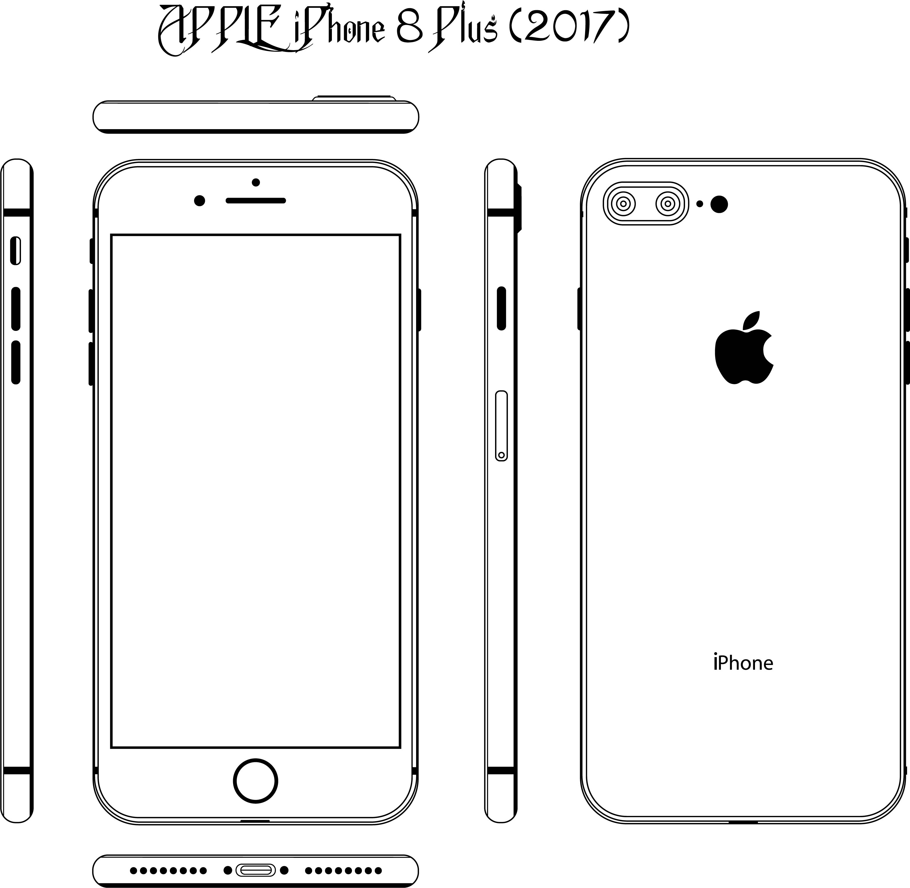 APPLE iPhone 8 Pius (2017)LINE ART VECTOR FILE Black white v | Inspire ...