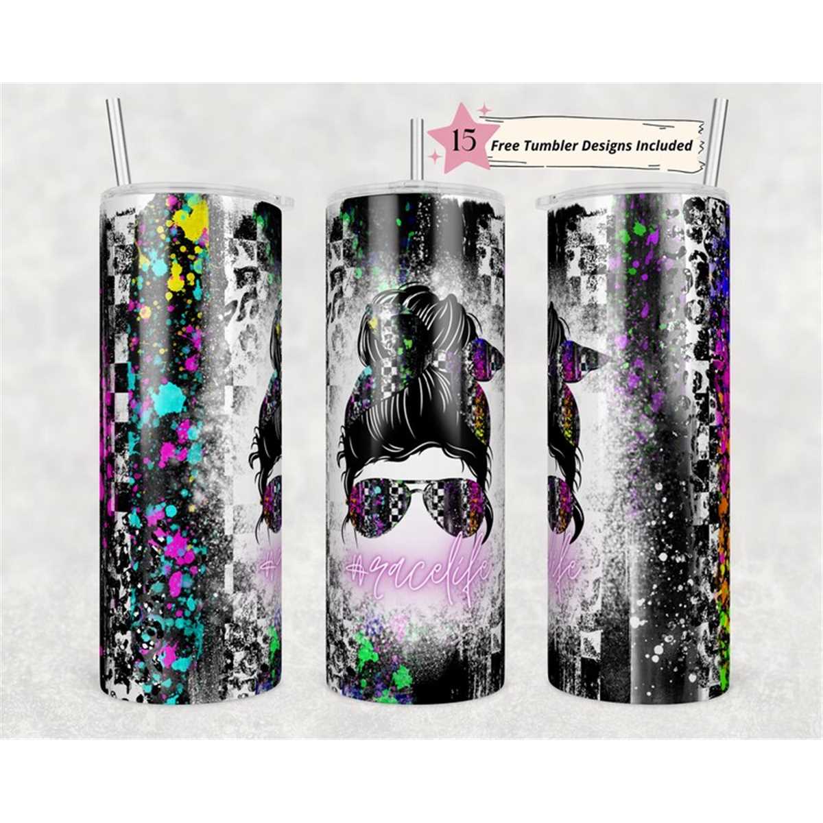 20oz Skinny Tumbler Race Life Sublimation Designs Template | Inspire Uplift