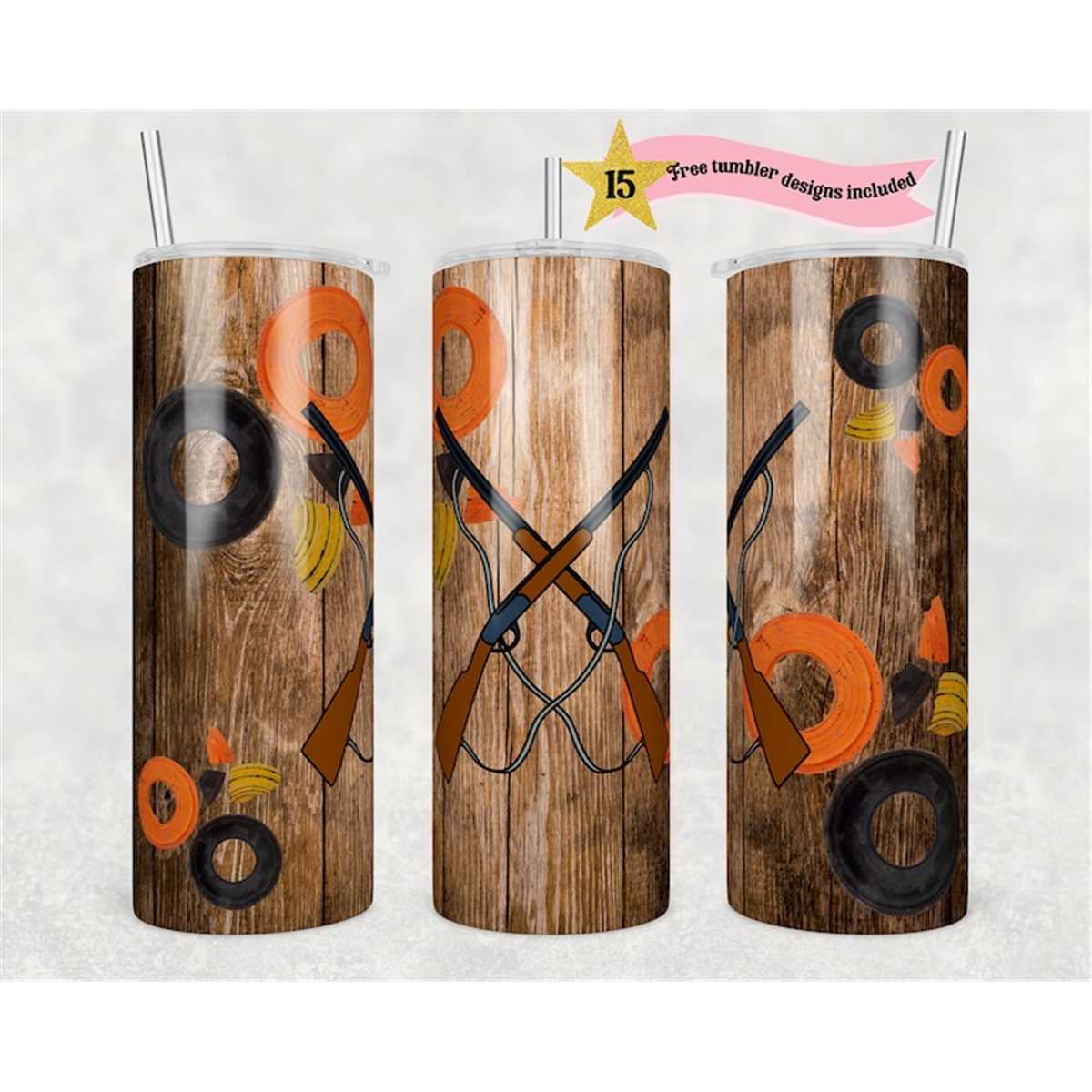 20 oz Skinny Tumbler Sublimation Skeet Shooting wrap - Inspire Uplift