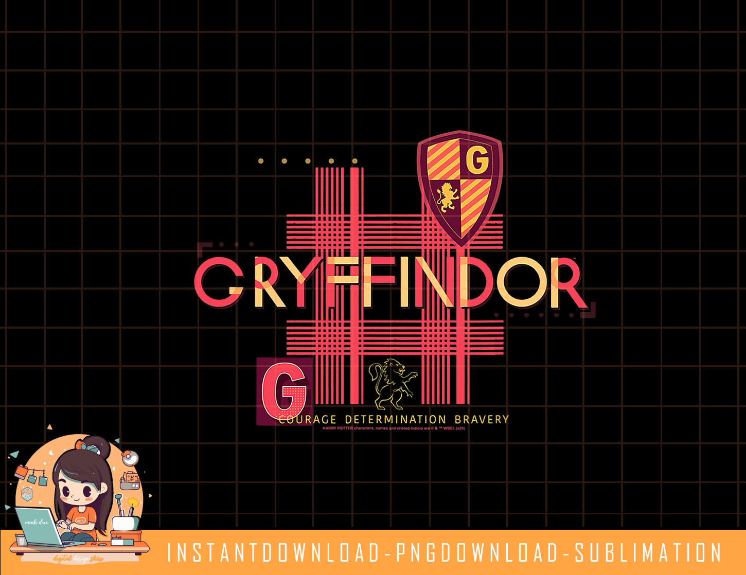 Harry Potter Gryffindor Pattern Crest png, sublimate, digita - Inspire ...