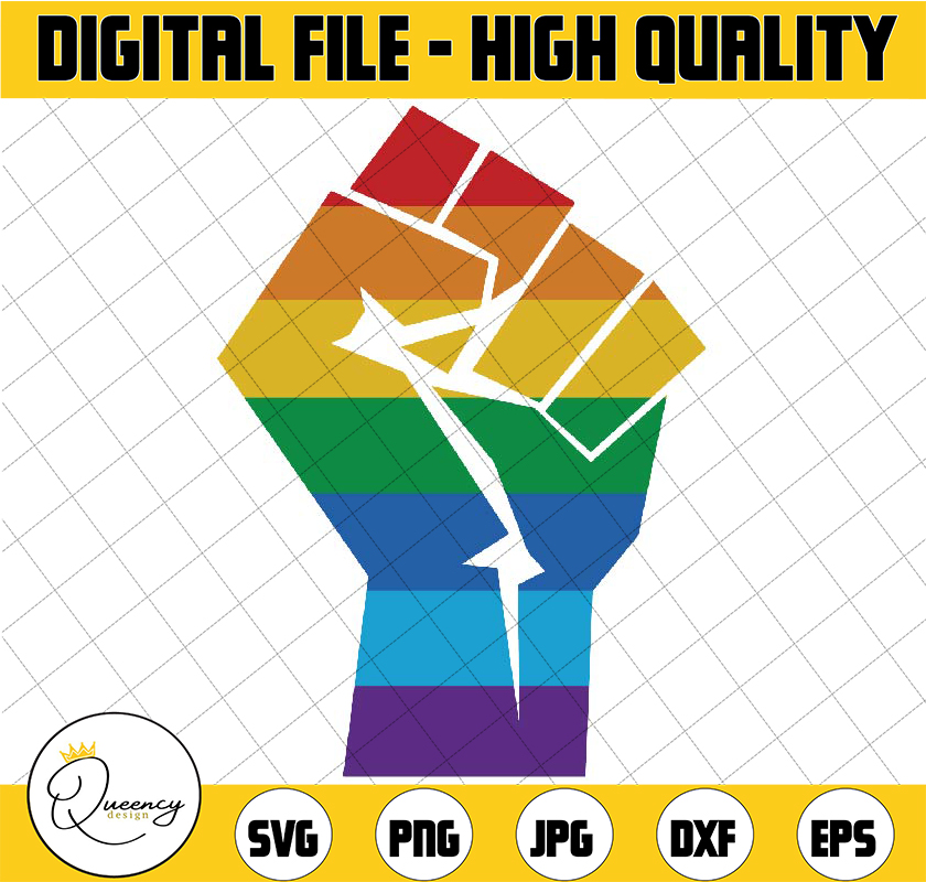 Lgbt Raised Fist Rainbow Flag Svg, Gay Pride Raised Fist Svg | Inspire ...