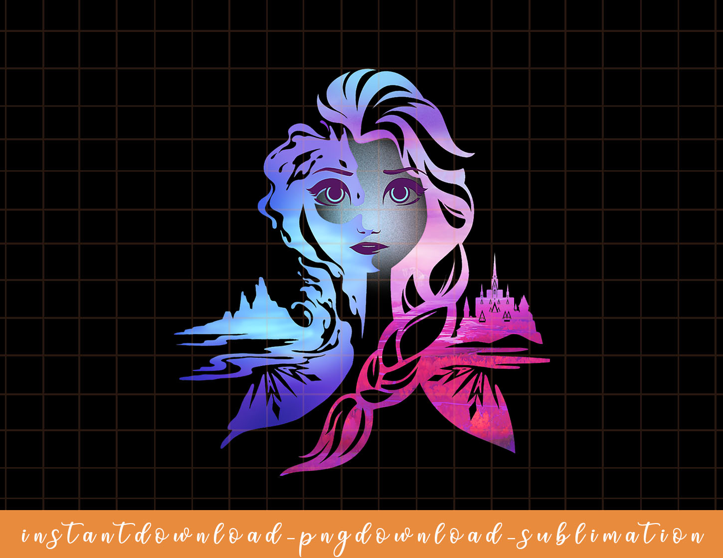 Disney Frozen 2 Elsa Two Tone Gradient Portrait png, sublima | Inspire ...