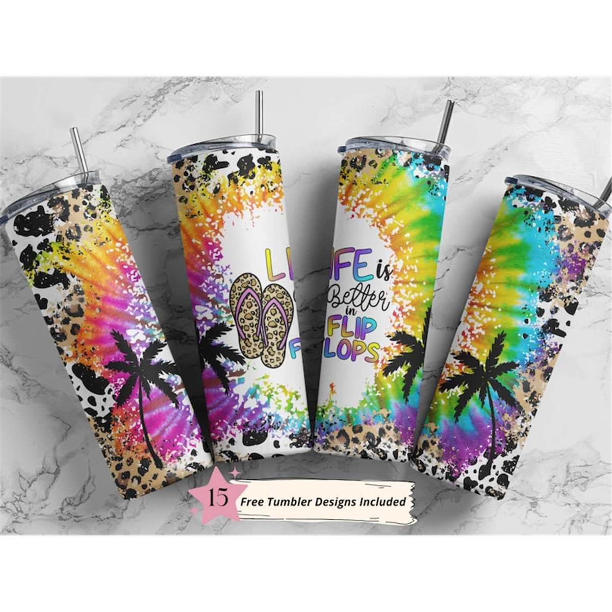 Life is Better in Flip Flops Sublimation Design 20 oz Skinny | Inspire ...