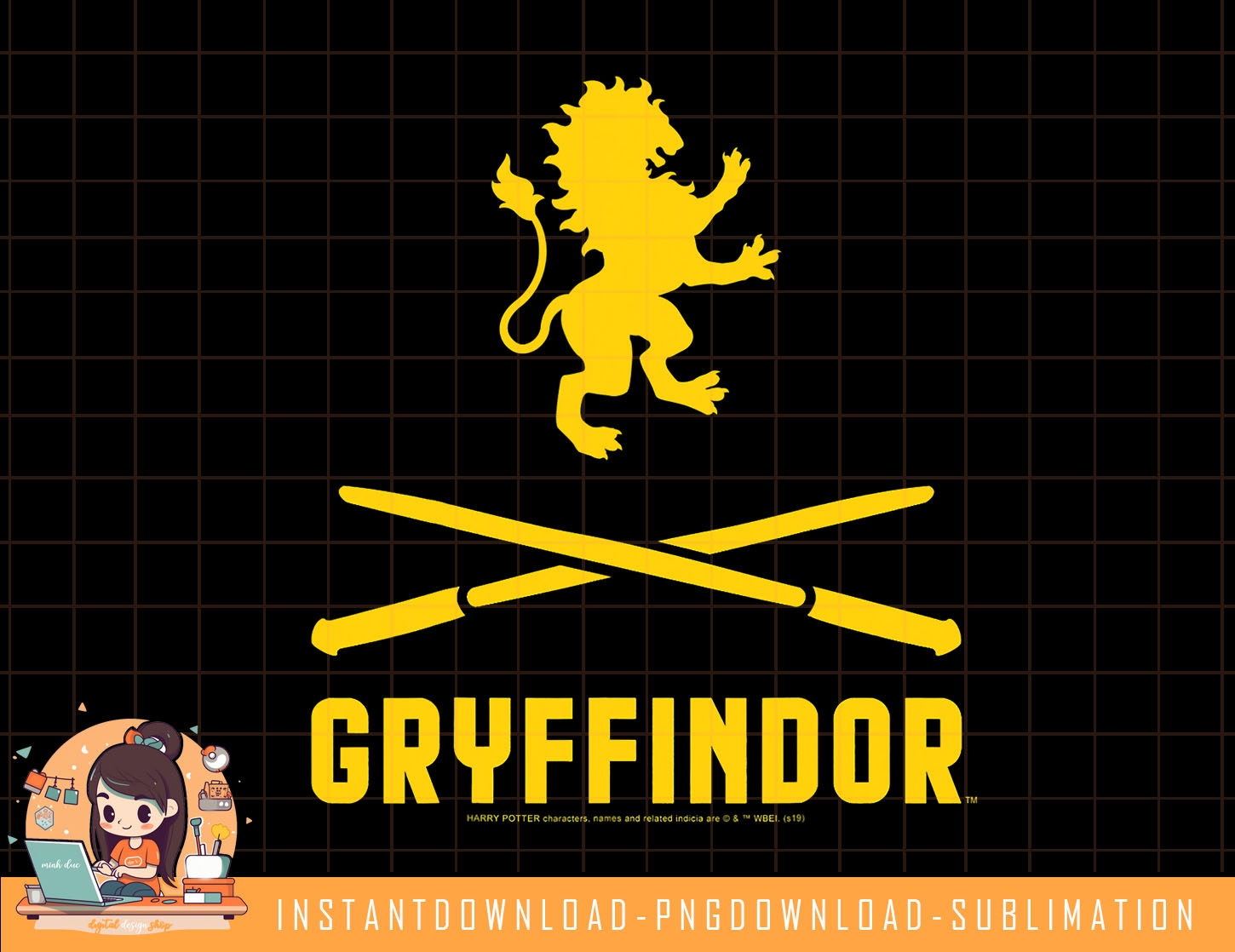 Harry Potter Gryffindor Wands Crossed Logo png, sublimate, d | Inspire ...