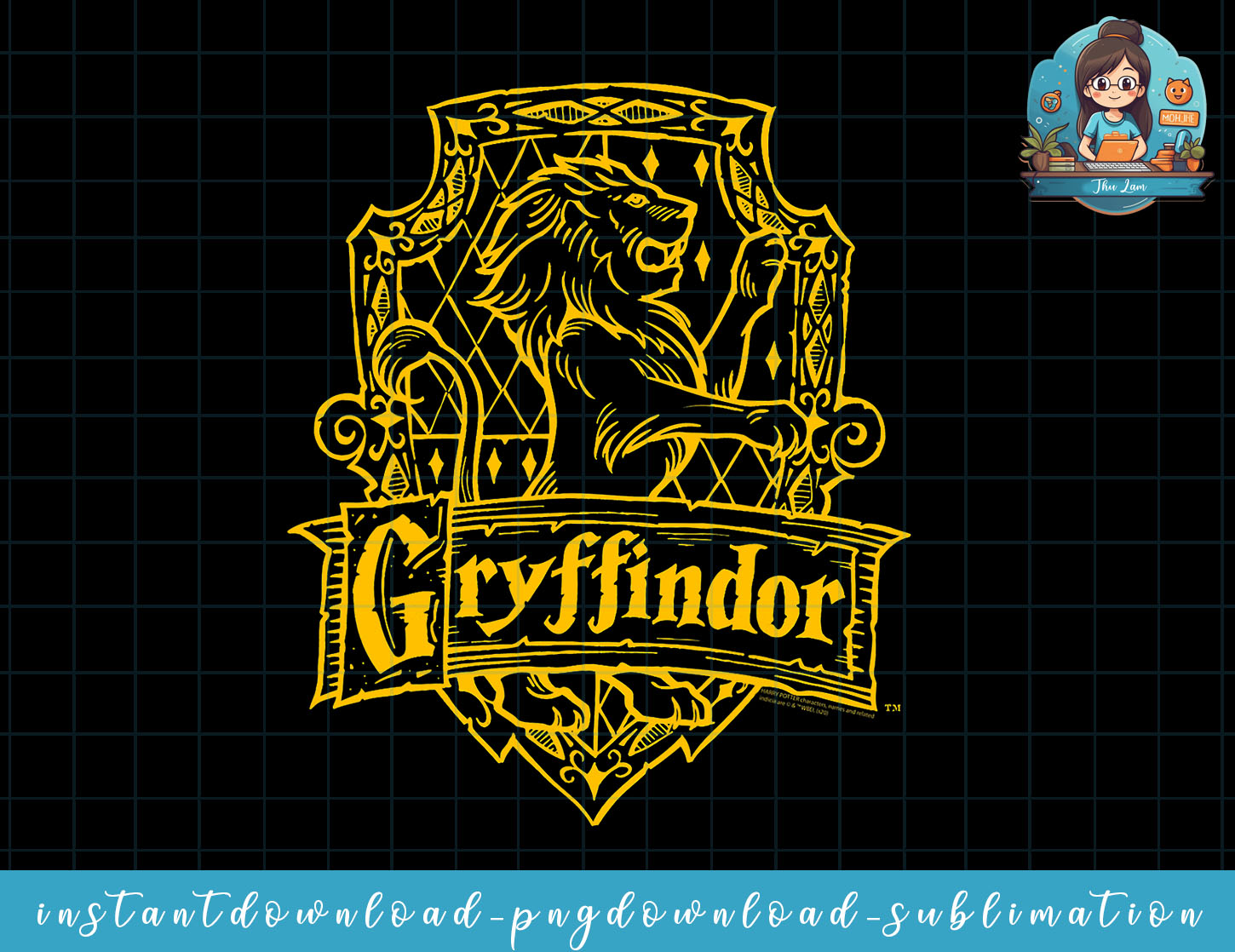 Harry Potter Gryffindor Line Art Crest png, sublimate, digit | Inspire ...