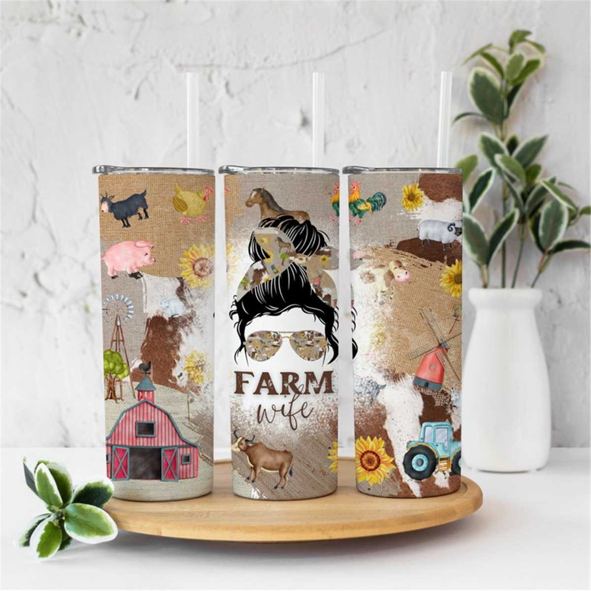 20 oz Skinny Tumbler Farm Life Sublimation Design - Inspire Uplift
