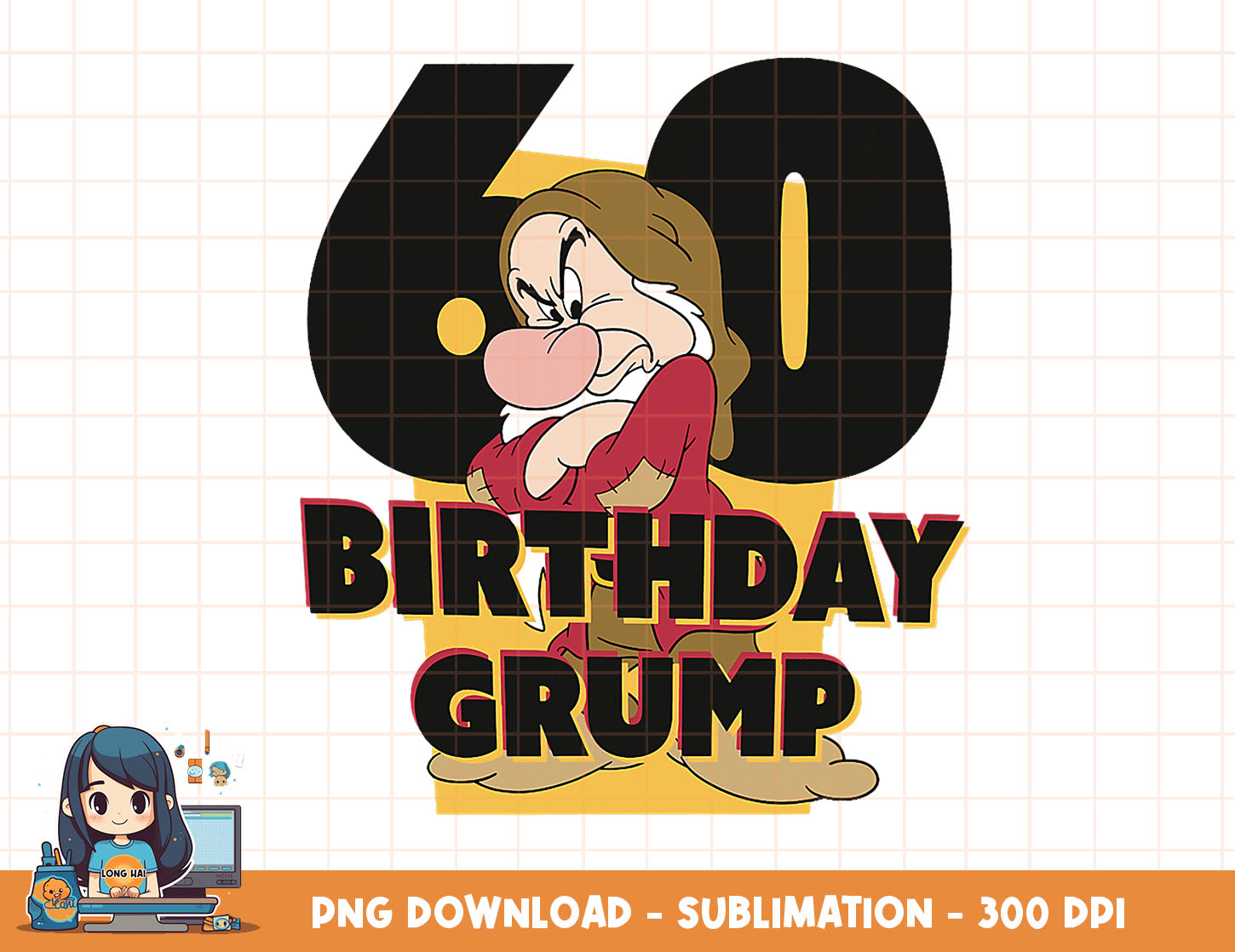 Disney Snow White Grumpy 60th Birthday png, sublimation, dig | Inspire Uplift