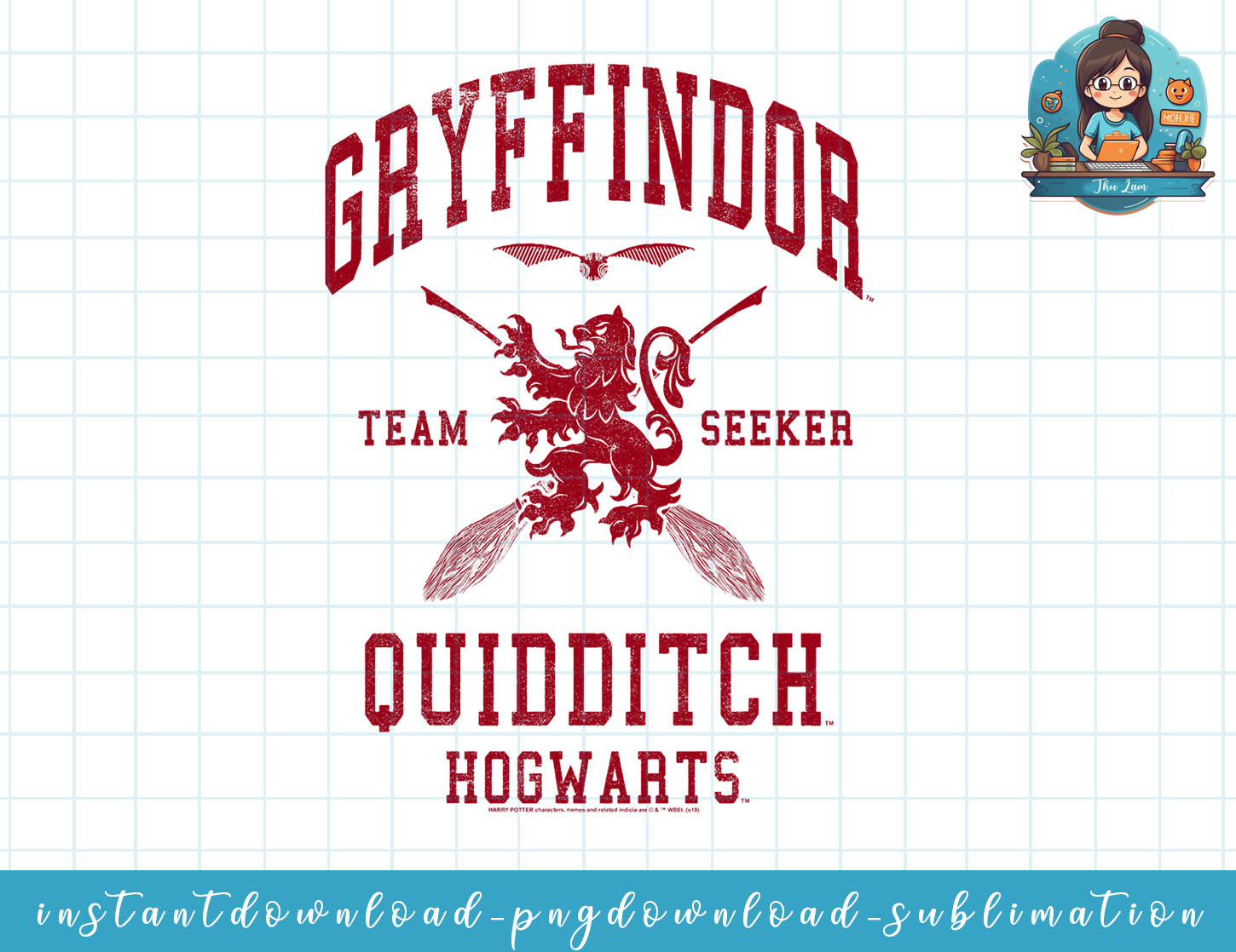 Harry Potter Gryffindor Quidditch Team Seeker png, sublimate | Inspire ...