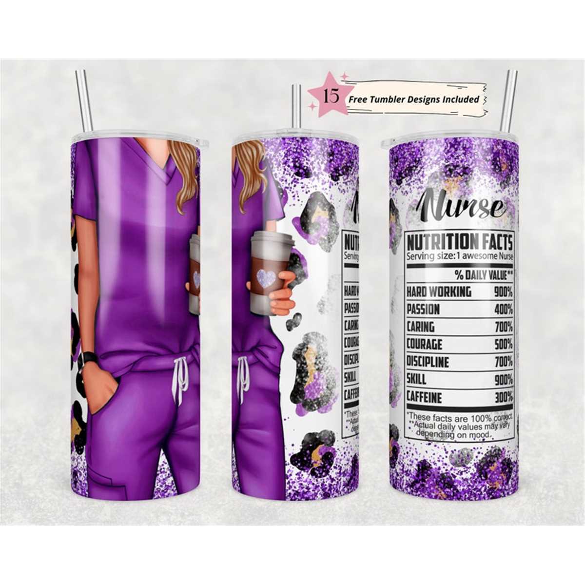 Purple Nurse 20 oz Skinny Tumbler Sublimation Nurse - Inspire Uplift