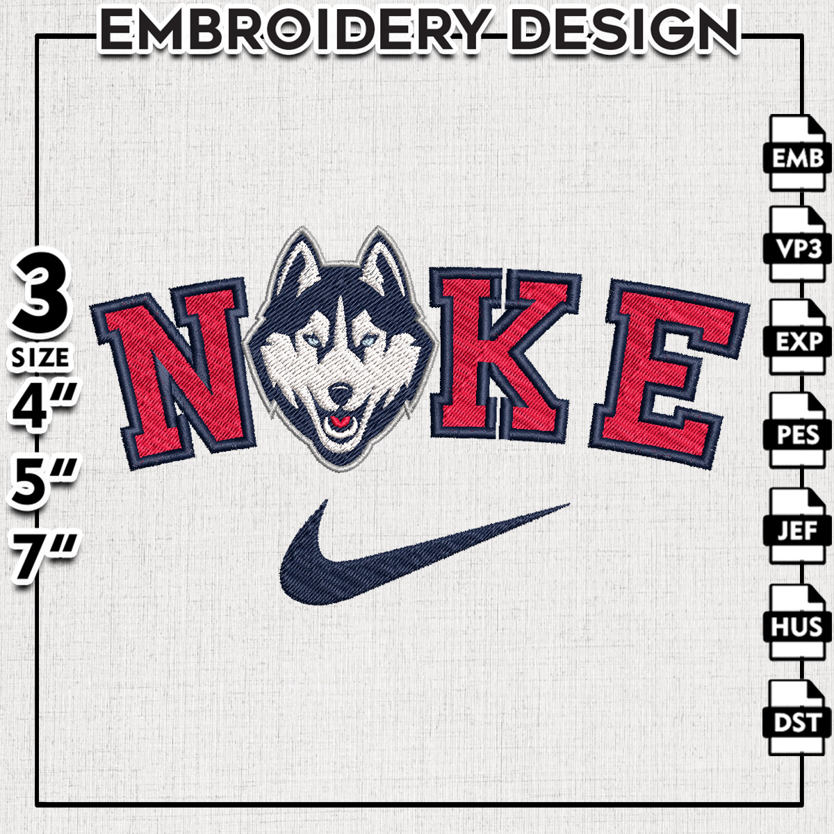 Nike UConn Huskies Embroidery Designs, NCAA Embroidery Files | Inspire ...
