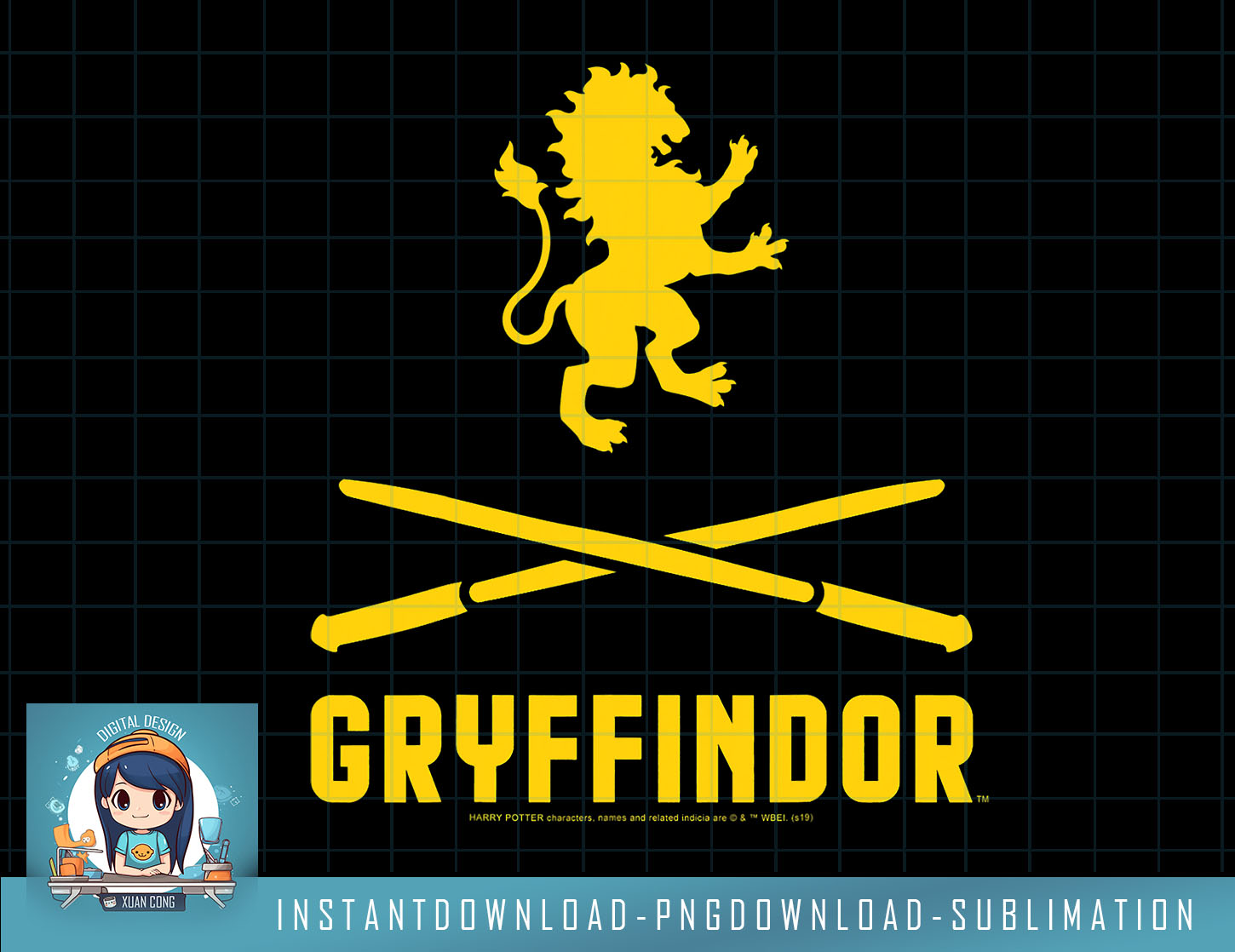 Harry Potter Gryffindor Crossed Wands Logo png, sublimate, d - Inspire ...