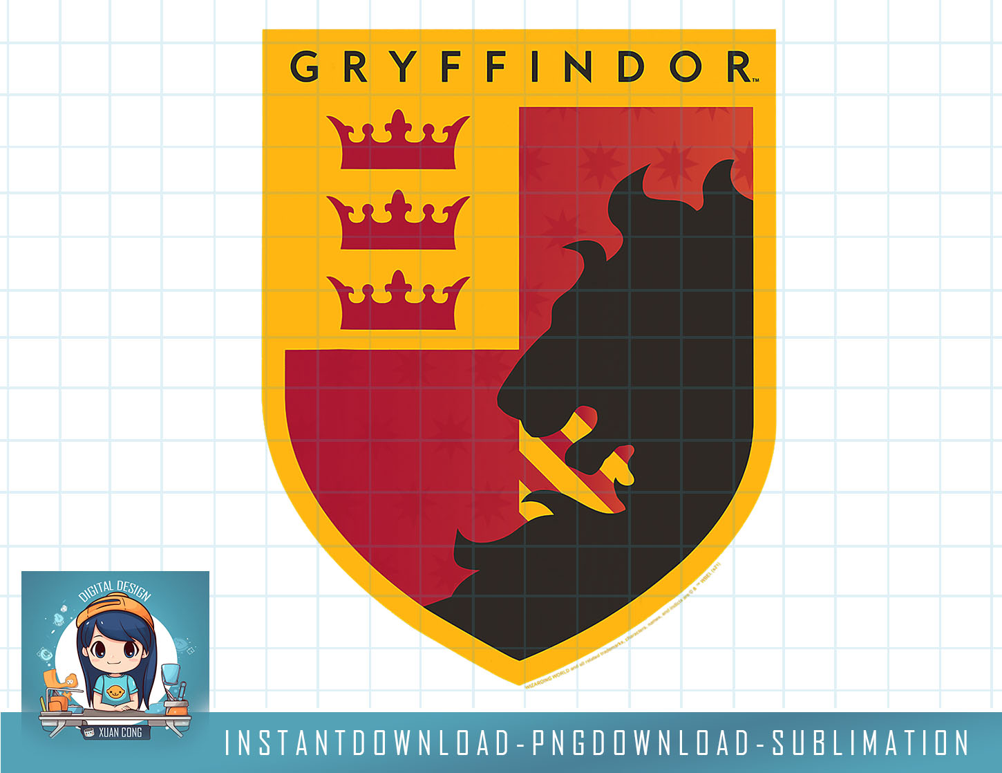 Harry Potter Gryffindor Crown Shield png, sublimate, digital | Inspire ...