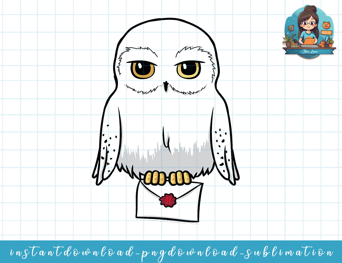 Harry Potter Hedwig Cute Cartoon Portrait png, sublimate, di | Inspire ...