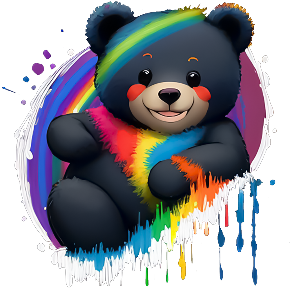 Rainbow Bear Cub: Vibrant Digital Image for Kids' Prints | Inspire Uplift