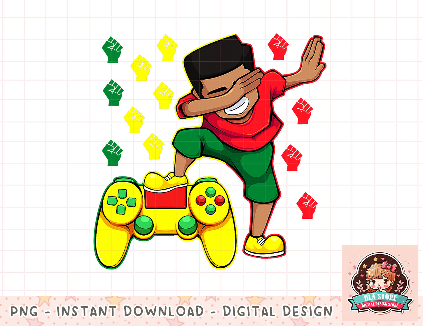Gamer Boy Dabbing Juneteenth Video-Game Controller Gaming pn | Inspire ...
