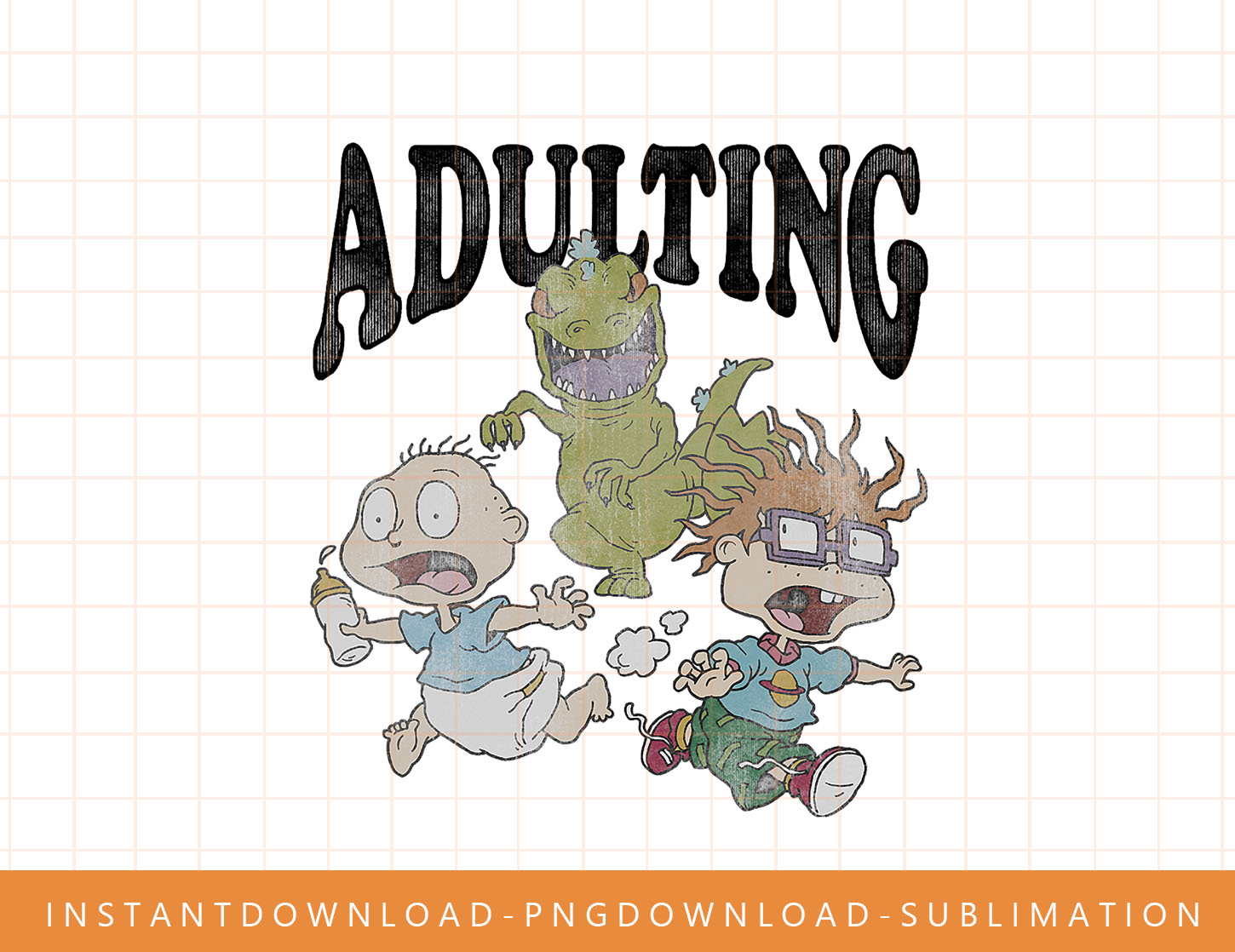 Rugrats Running From Reptar And Adulting Graphic png, sublim | Inspire ...