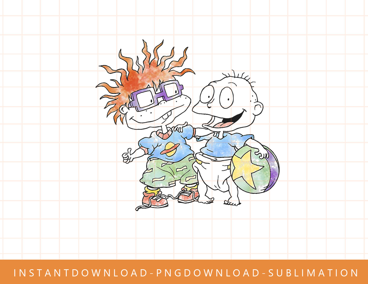 Rugrats Tommy And Chuckie Best Friends Watercolor png, subli - Inspire ...
