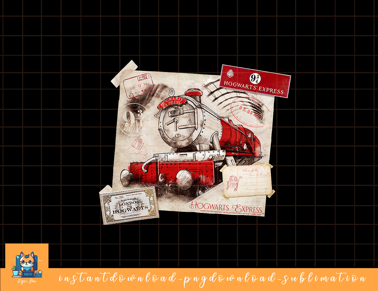 Harry Potter Hogwarts Express Post Card png, sublimate, digi | Inspire ...