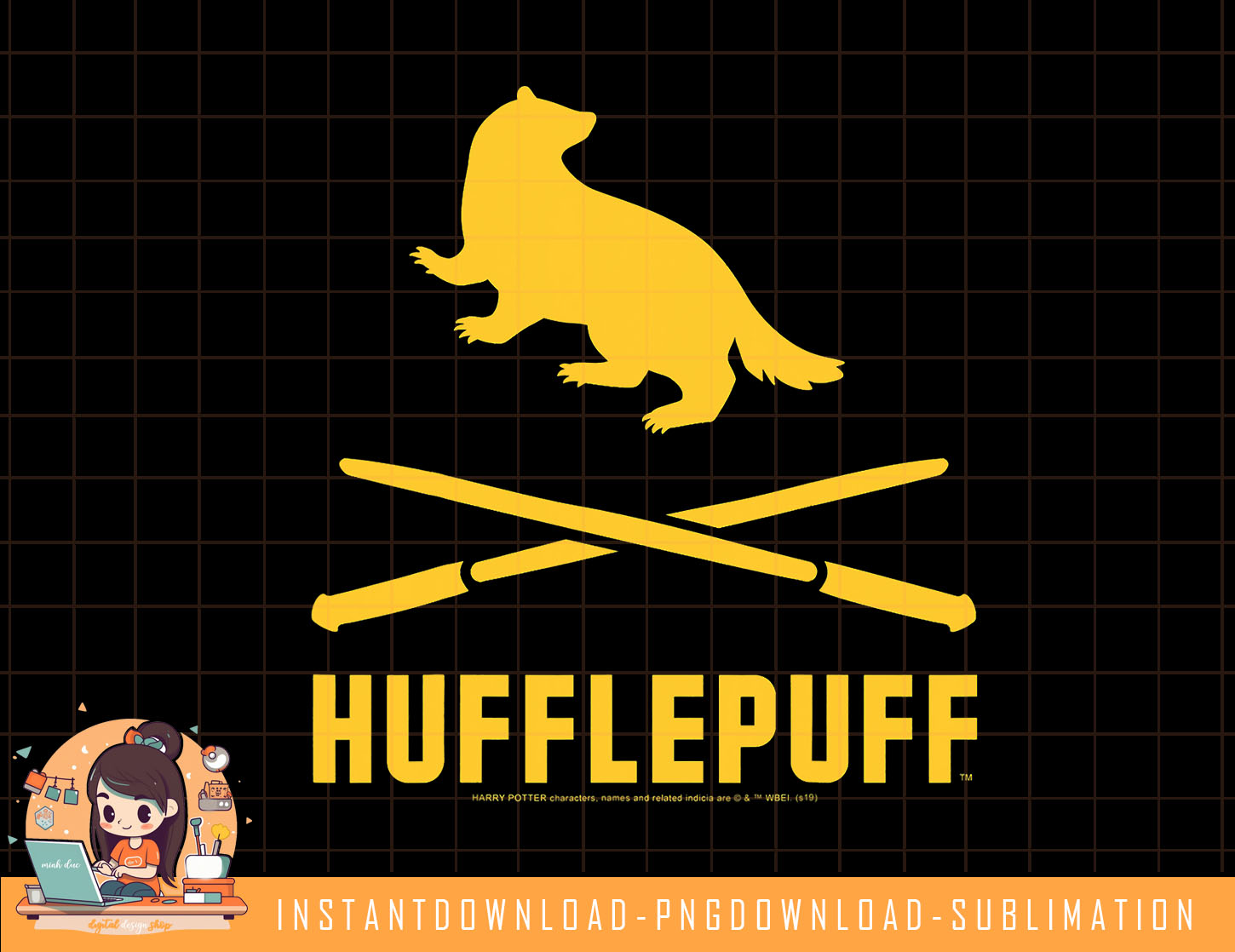 Harry Potter Hufflepuff Crossed Wands Logo png, sublimate, d - Inspire ...