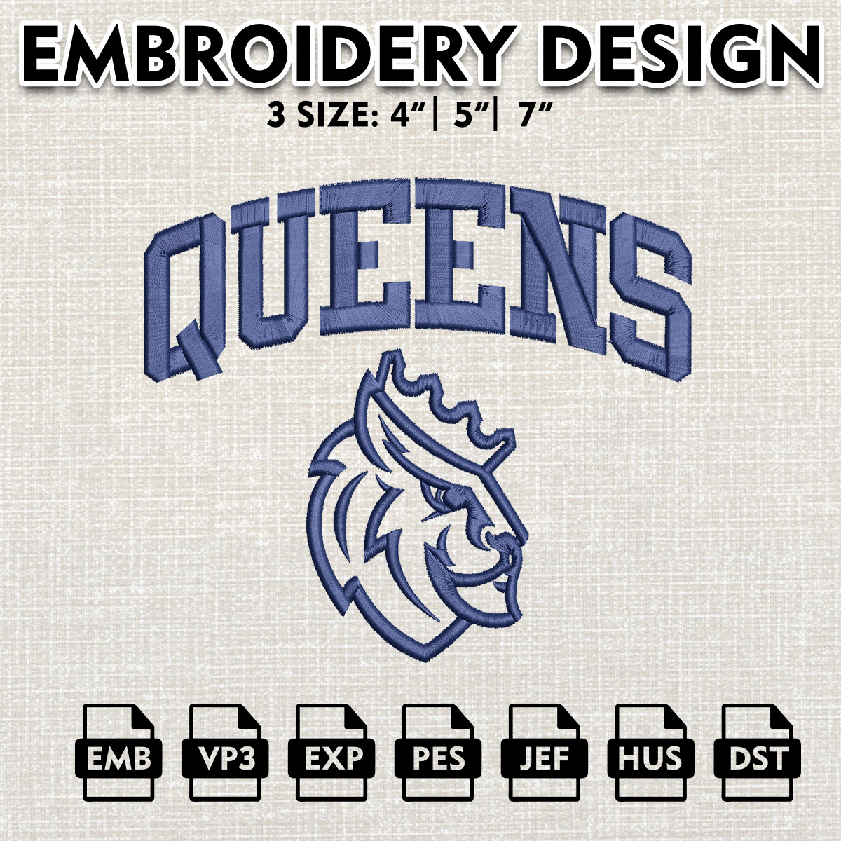 NCAA Logo Embroidery Designs, Queens University Embroidery | Inspire Uplift