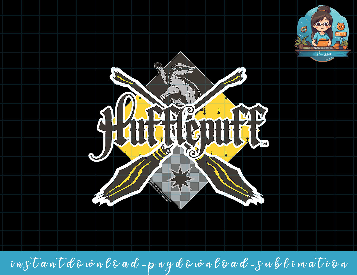 Harry Potter Hufflepuff Broomstick Badger Logo png, sublimat | Inspire ...