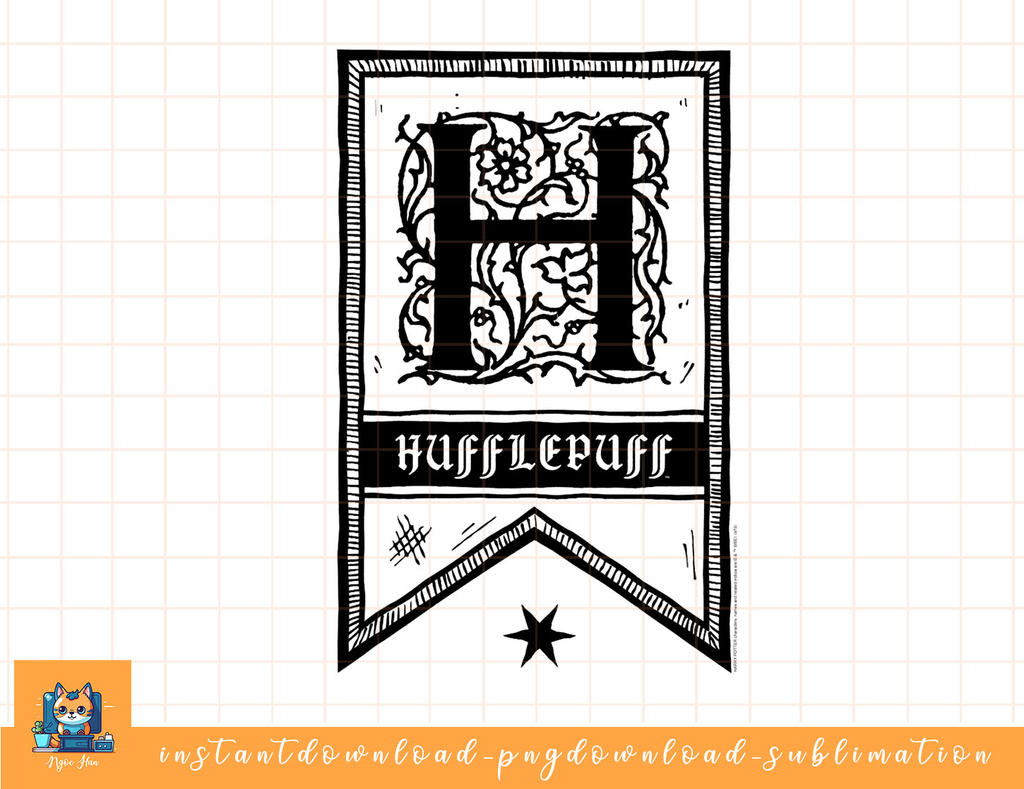 Harry Potter Hufflepuff Drawn Banner png, sublimate, digital | Inspire ...