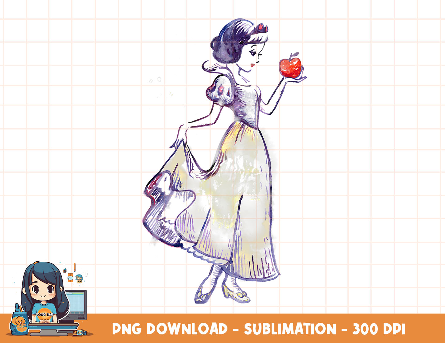 Disney Snow White Profile Watercolor Portrait png, sublimati - Inspire ...