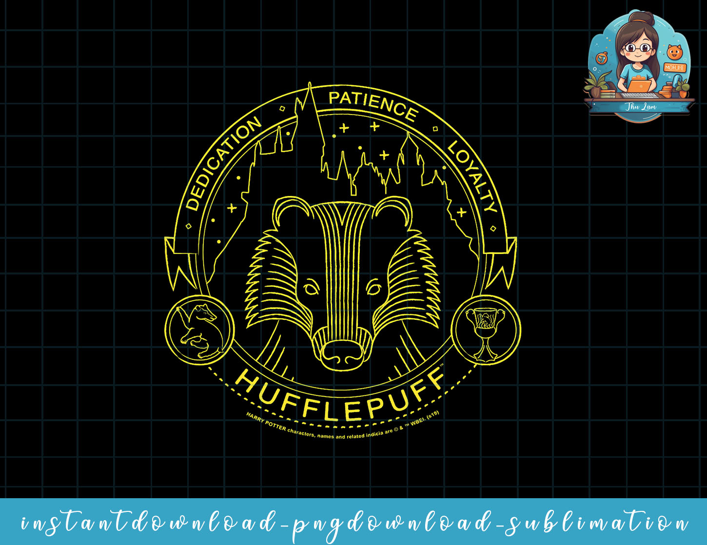 Harry Potter Hufflepuff Symbol Line Art png, sublimate, digi | Inspire ...