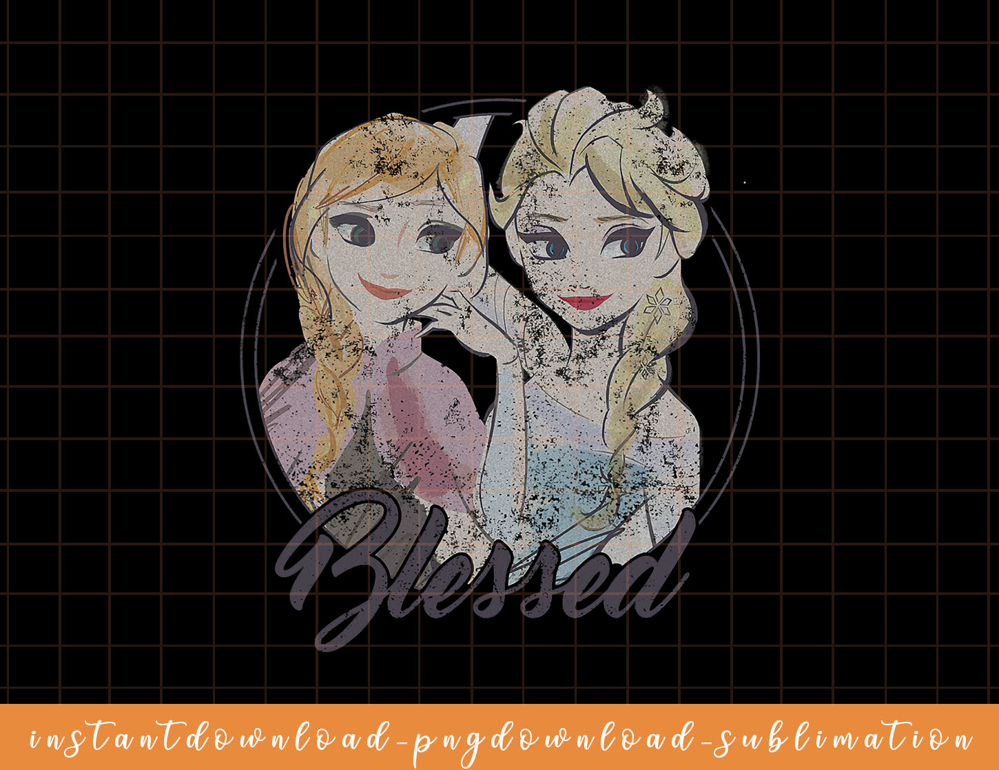 Disney Frozen Anna And Elsa Blessed Portrait png, sublimate, - Inspire ...