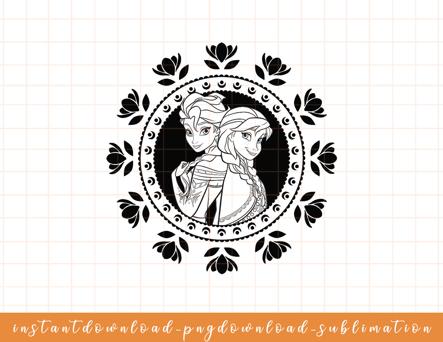 Disney Frozen Anna And Elsa Mandala Style Portrait png, subl | Inspire ...