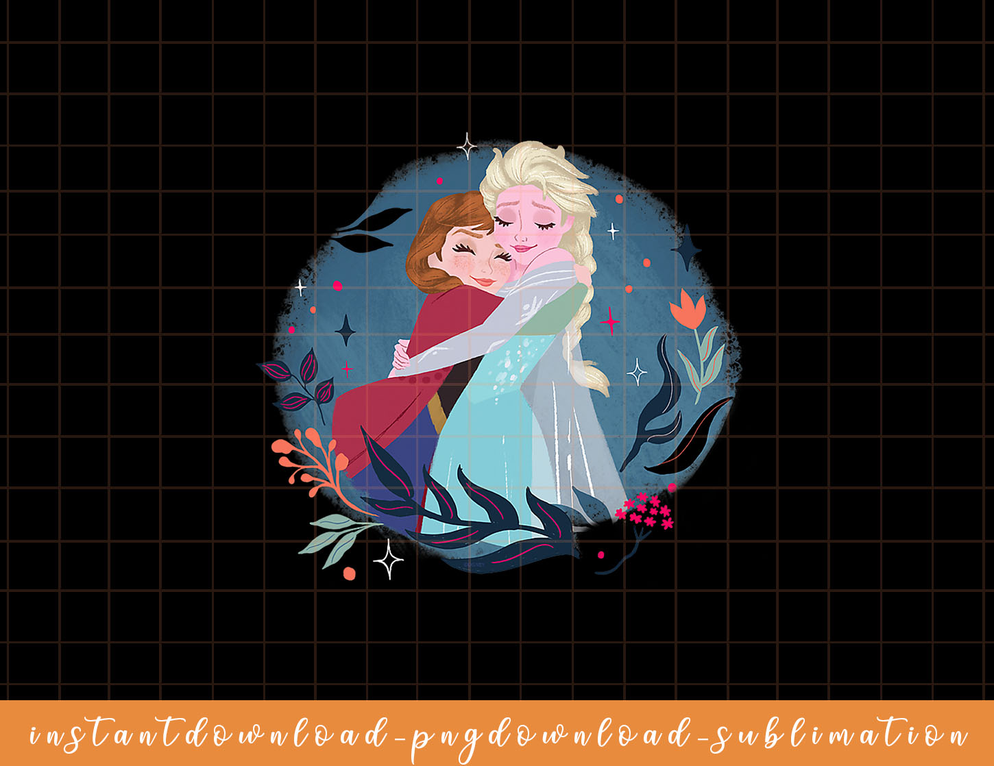 Disney Frozen Anna and Elsa Sister Hug png, sublimate, digit | Inspire ...