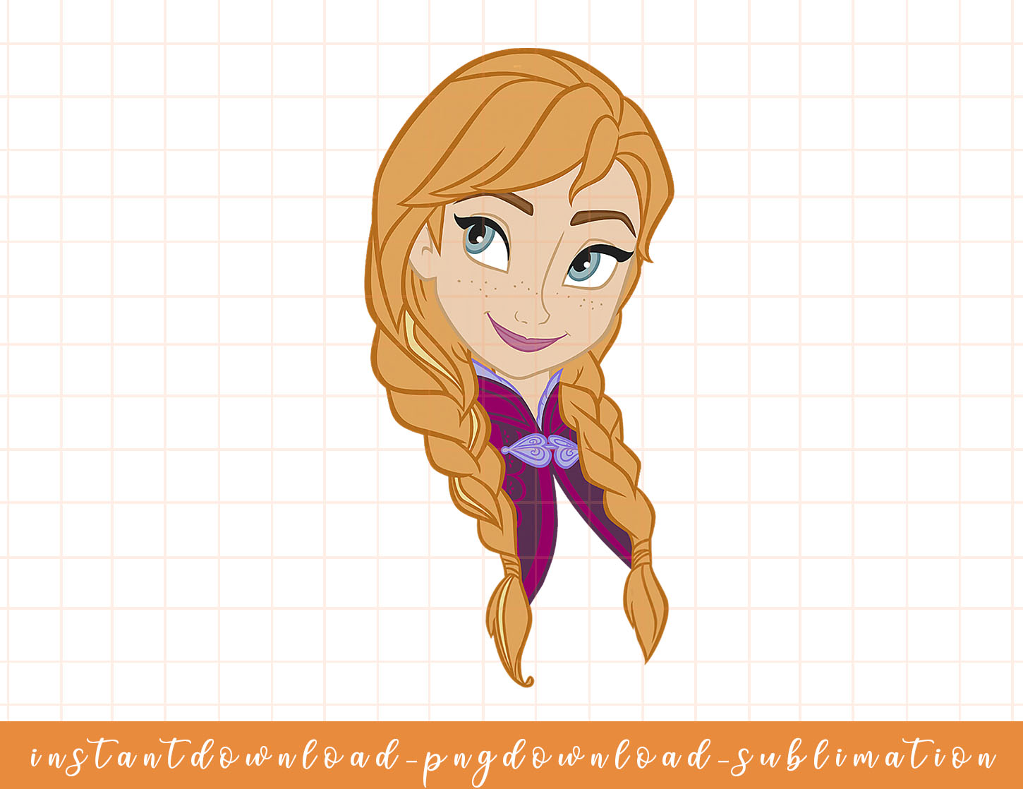 Disney Frozen Anna Big Face Portrait png, sublimate, digital | Inspire ...