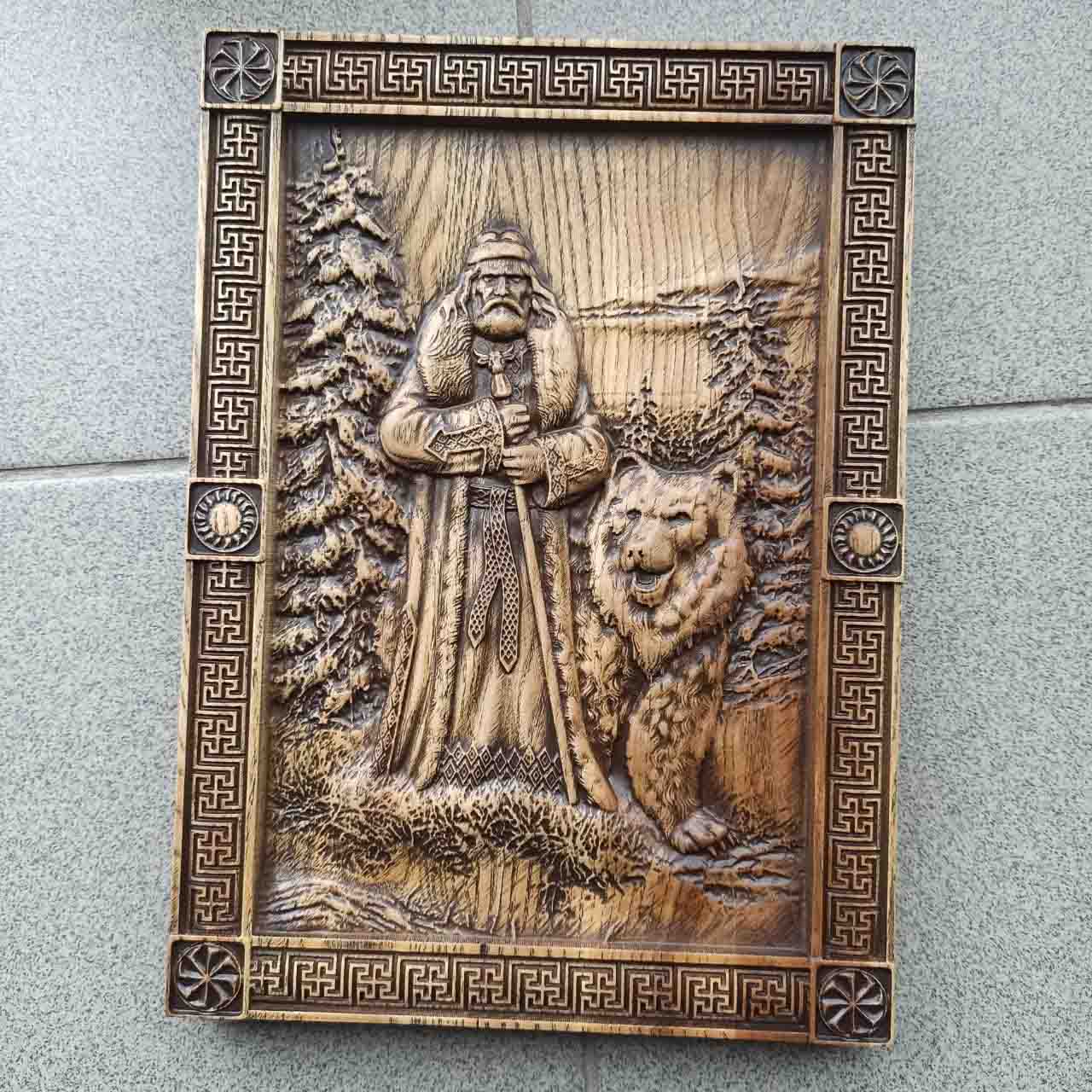 3D Wooden Picture "VELES" Wood Carving Wall Art Wooden Art - Inspire Uplift