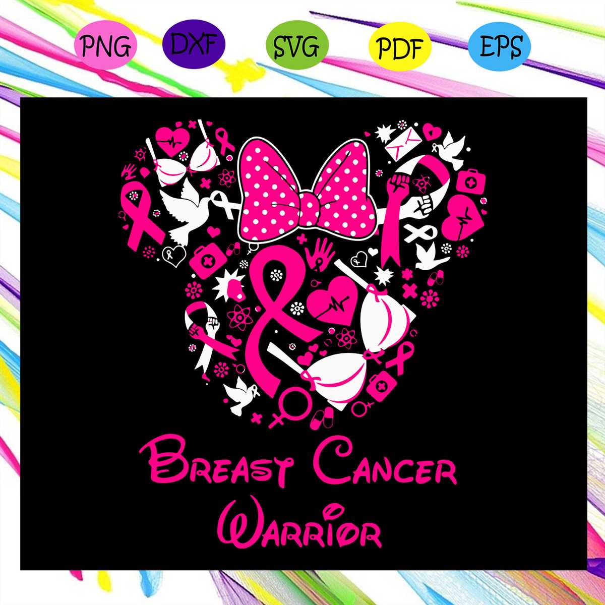 Breast cancer warrior, disney svg, mickey cancer, pink ribbo | Inspire ...