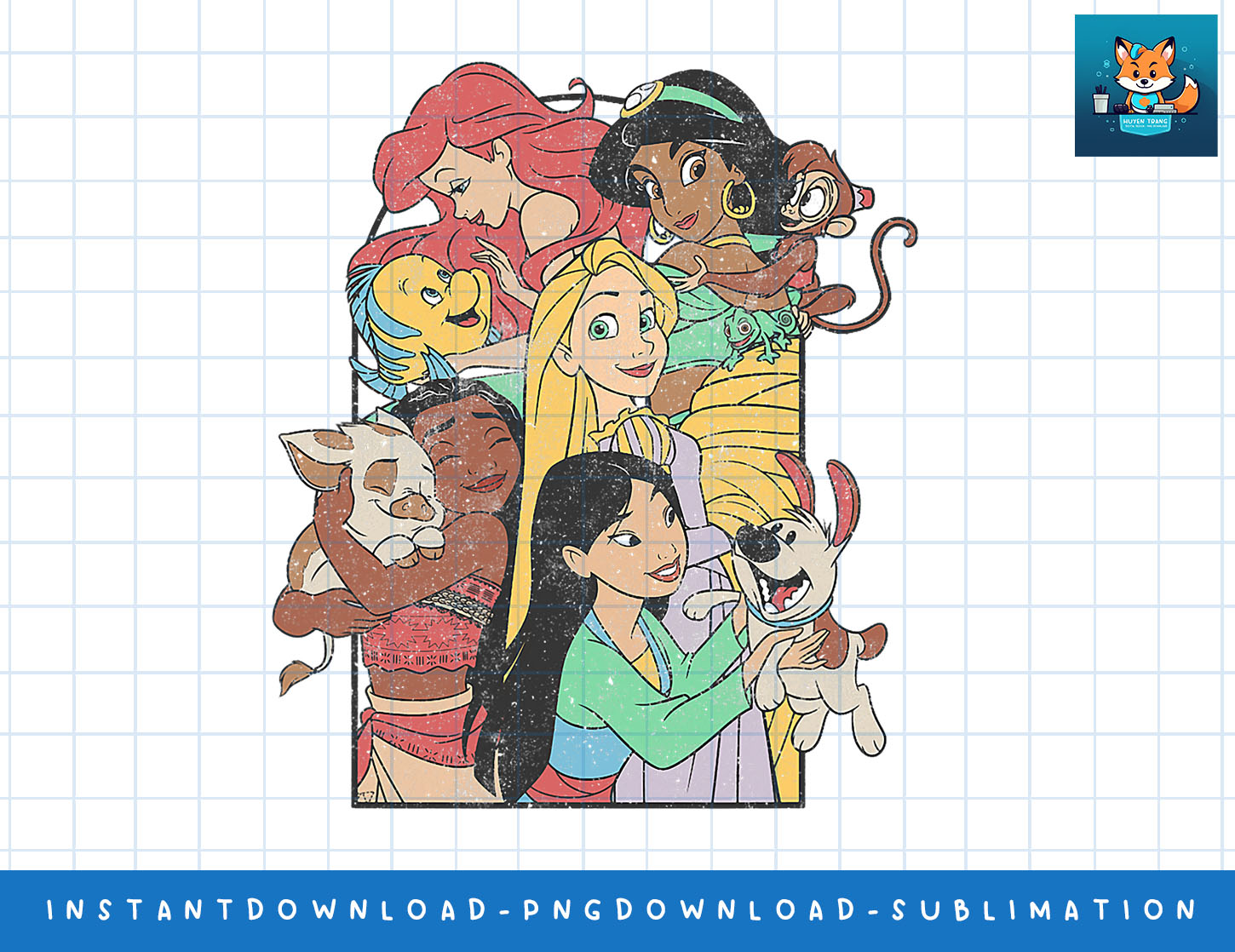 Disney Princess Group Shot Animal Companions png, sublimate, | Inspire ...