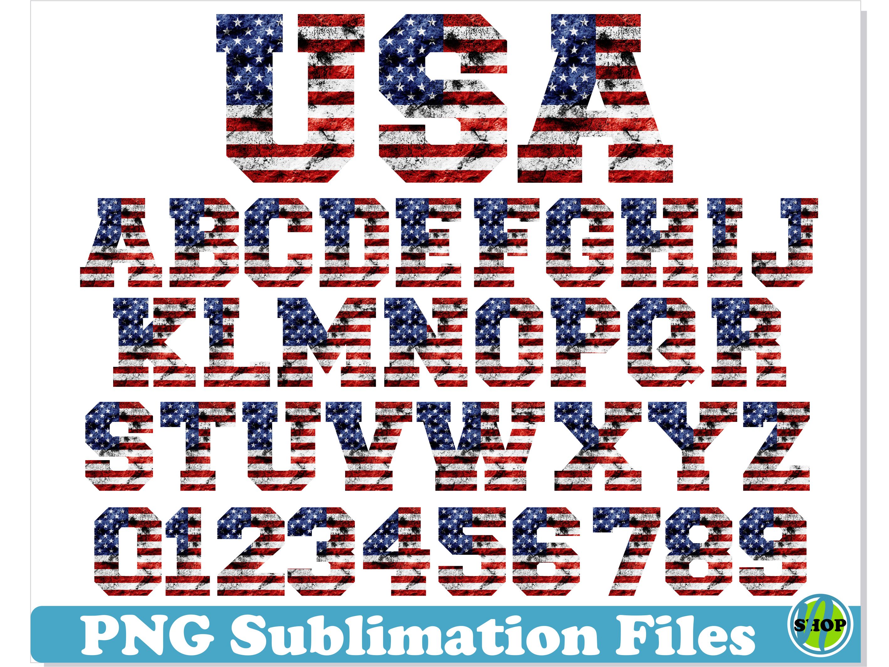 USA Flag Grunge Letters and Numbers PNG files | USA Flag Fon | Inspire ...